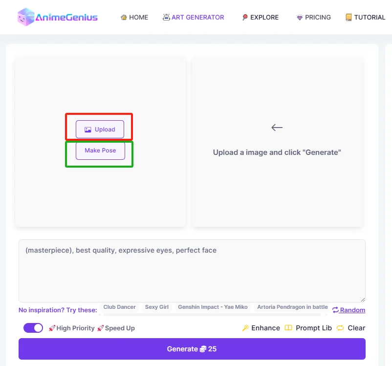 Interface of Pose to Image