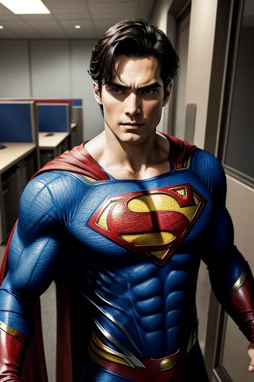 AI-generated superman art: superman at office