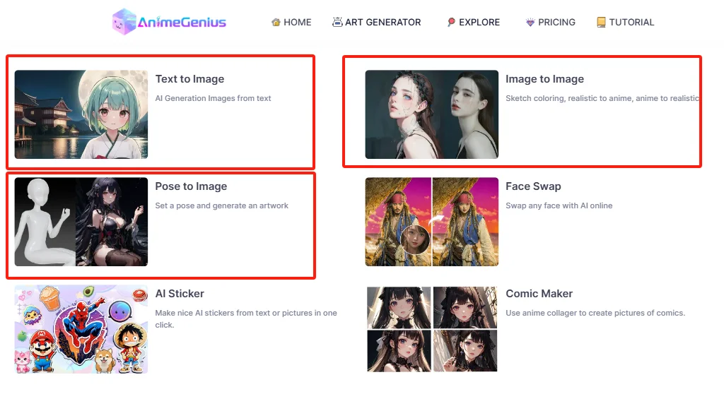 AnimeGenius's features to generate images