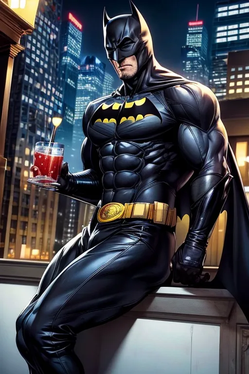 Batman drinking in a night club
