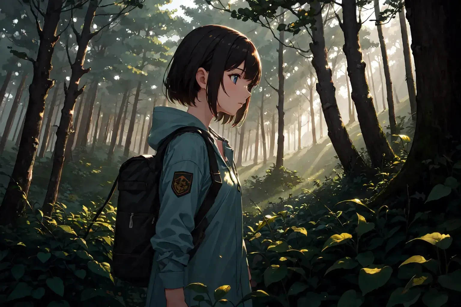 Prompt : Best quality, high resolution, 1 girl, solo, forest, woods ...