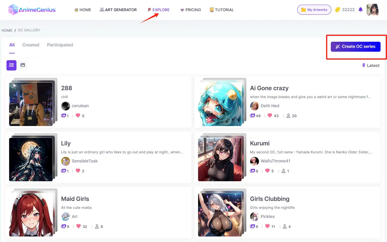 OC Gallery of AnimeGenius