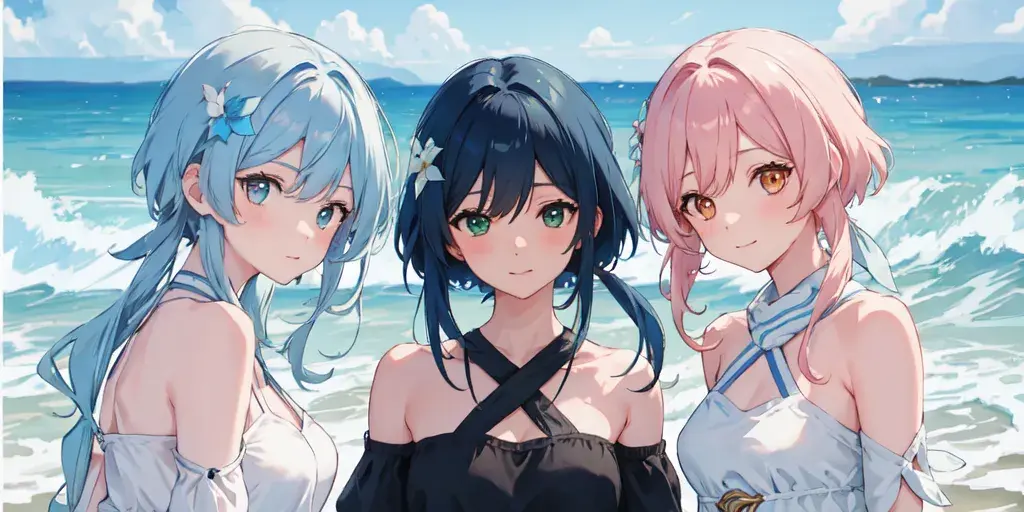 Three-character image with 2:1 ratio made by AnimeGenius