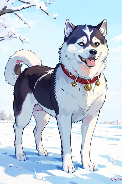 Husky in the snow land