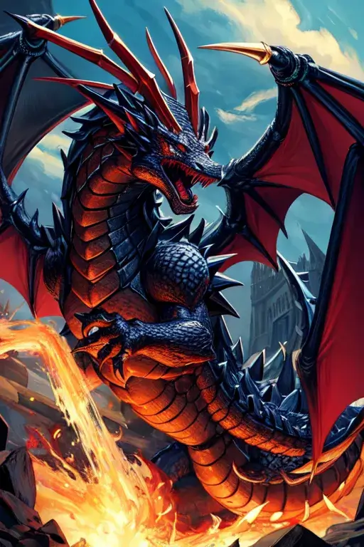 AI Art: Black dragon with fire
